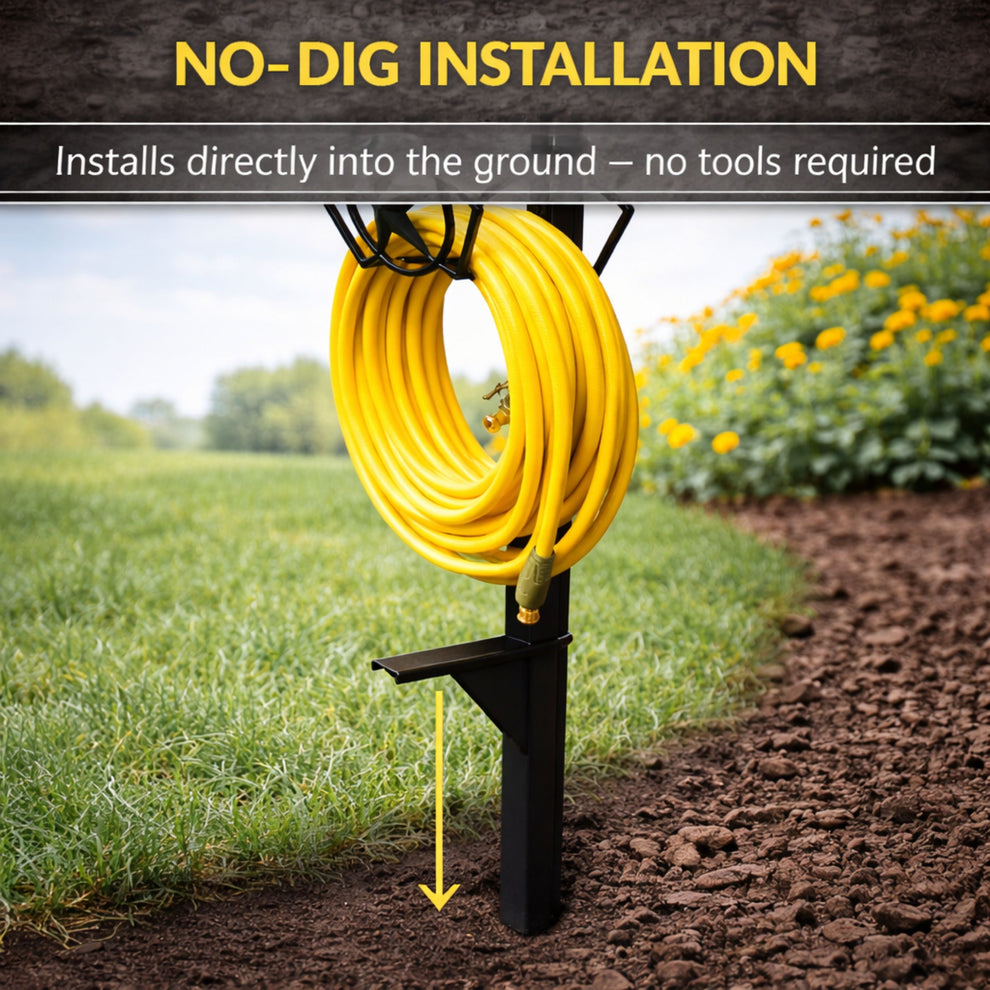 Heavy Duty Steel Hose Hanger with Ground Post & Water Faucet – Real ...