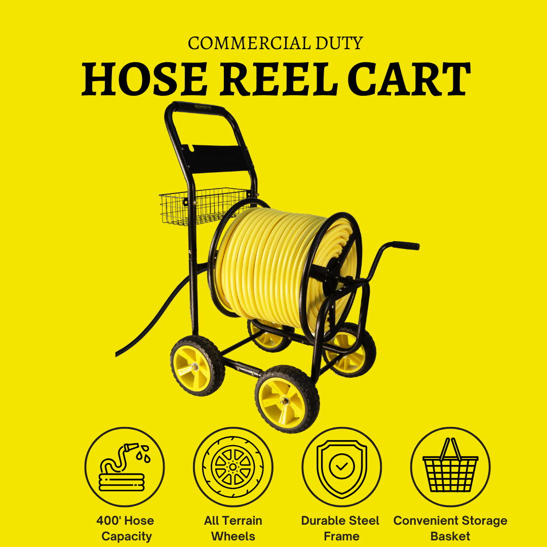 Industrial 4-Wheel Hose Reel Cart - 400ft Hose Capacity – Real Hose Storage